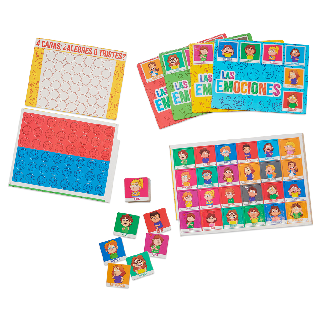 3 EN 1 - LOTERÍA - MEMOTEST - 4 EN LÍNEA LAS EMOCIONES