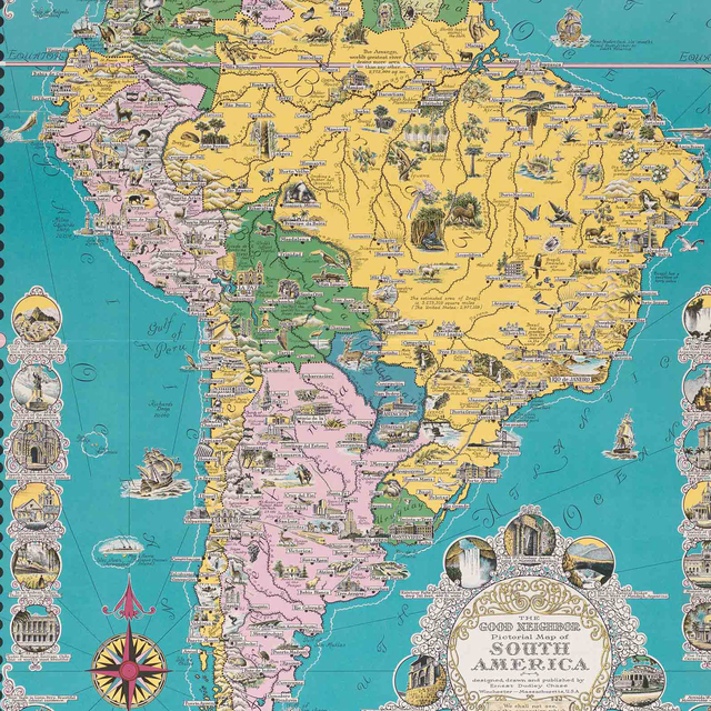 Mapa Pictorico America del Sur 1942 - LAS CARTOGRAFAS