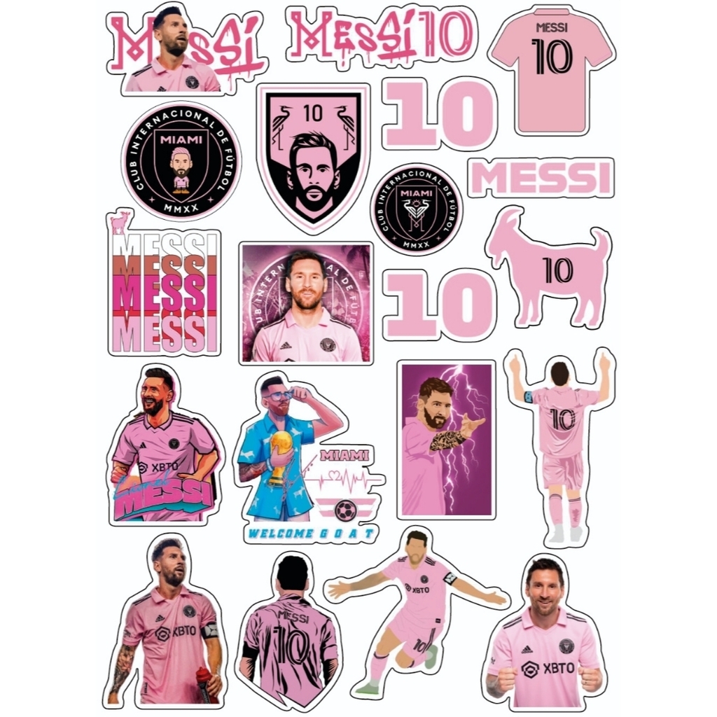 STICKERS HOLOGRAFICOS X20 - L10NEL INTER MIAMI
