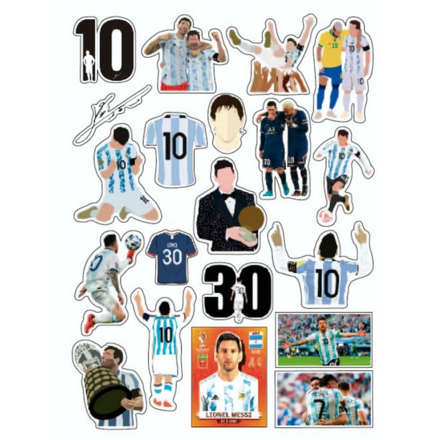 STICKERS WATERPROOF X20 - L10NEL - KIME DECO MAYORISTA