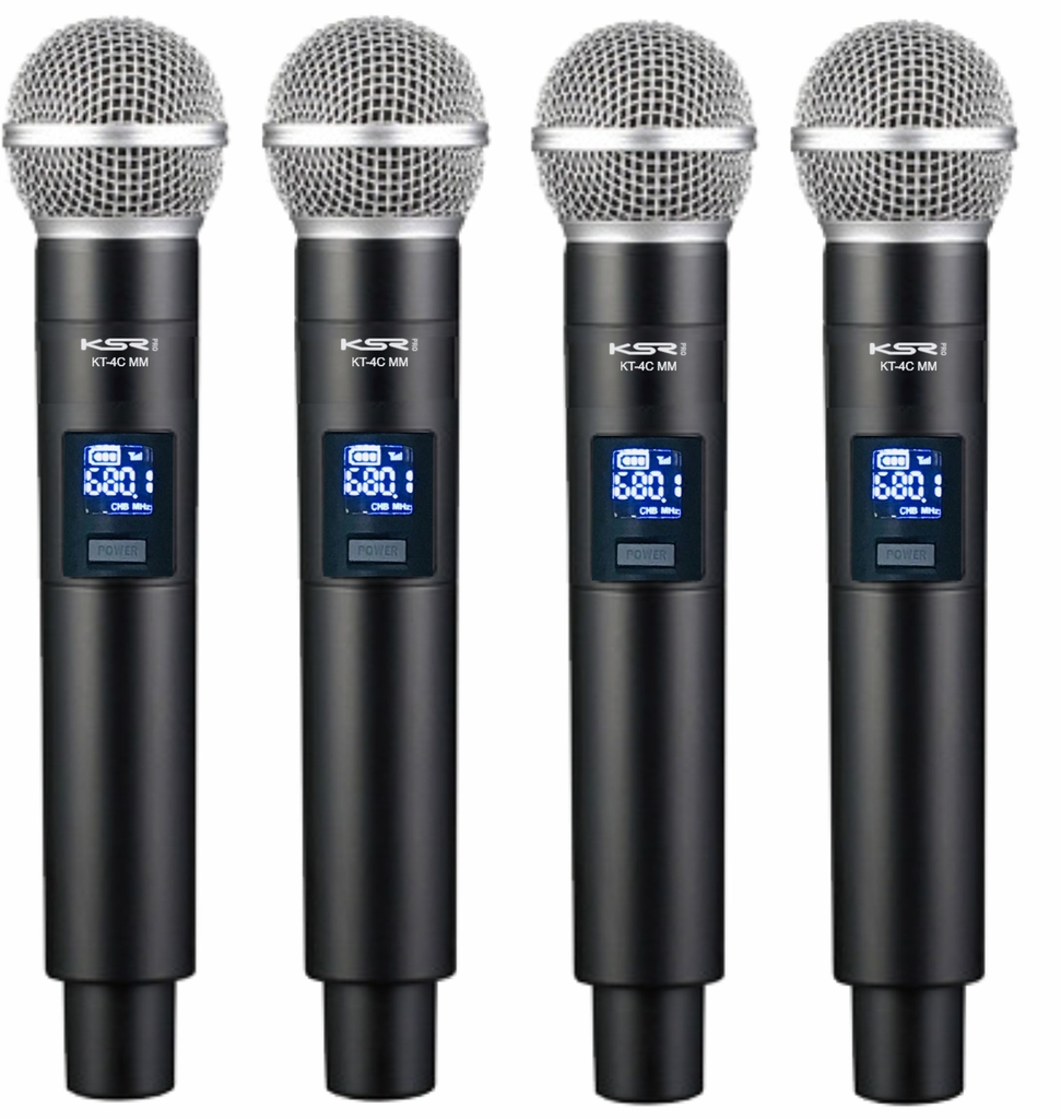 MICROFONE SEM FIO QUADRUPLO KT4 MM MÃO Digital 80 canais