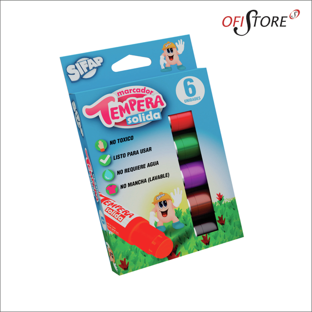 Tempera Solida Sifap x6 unid. colores clasicos (235)
