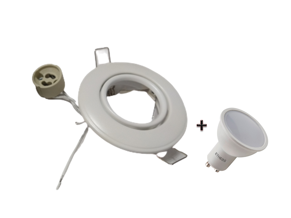 Spot Embutir Movil Led Con Dicroica Acero Completo Blanco