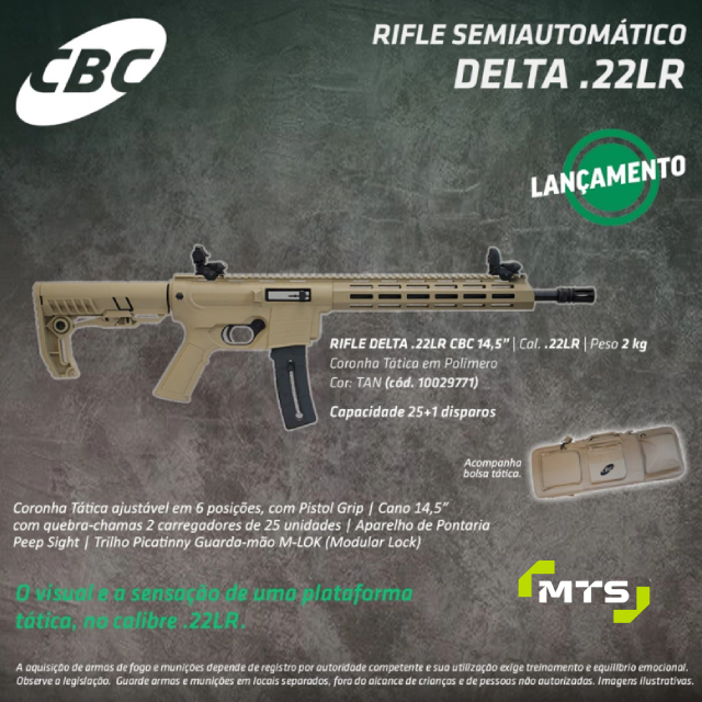 RIFLE CBC 7022 DELTA 22LR TAN - Comprar em MTS
