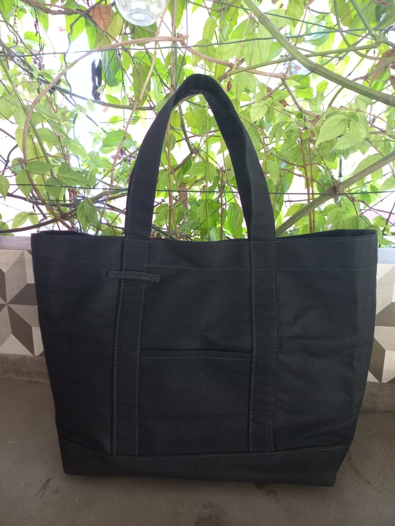 TOTE BAG LONA DE ALGODÃO, COR PRETA - Loja da Cia