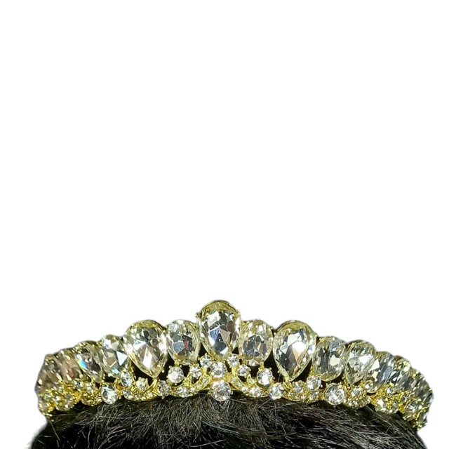 TIARA BASE ORO CRISTALES PLATEADOS - Tucotillon