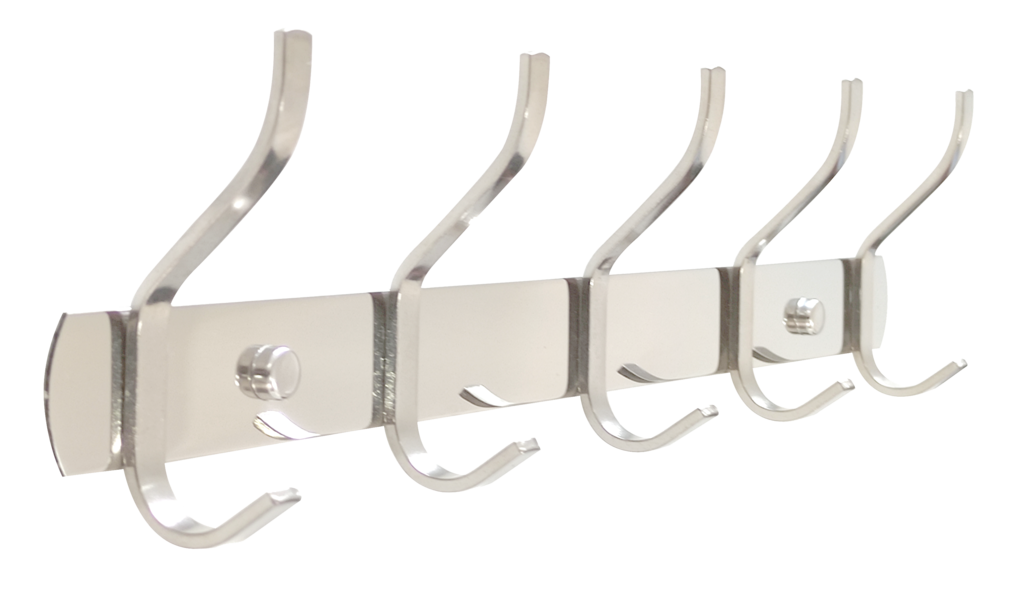 Perchero 5 Gancho Dobles 36 cm De Pared Acero Inoxidable Calidad