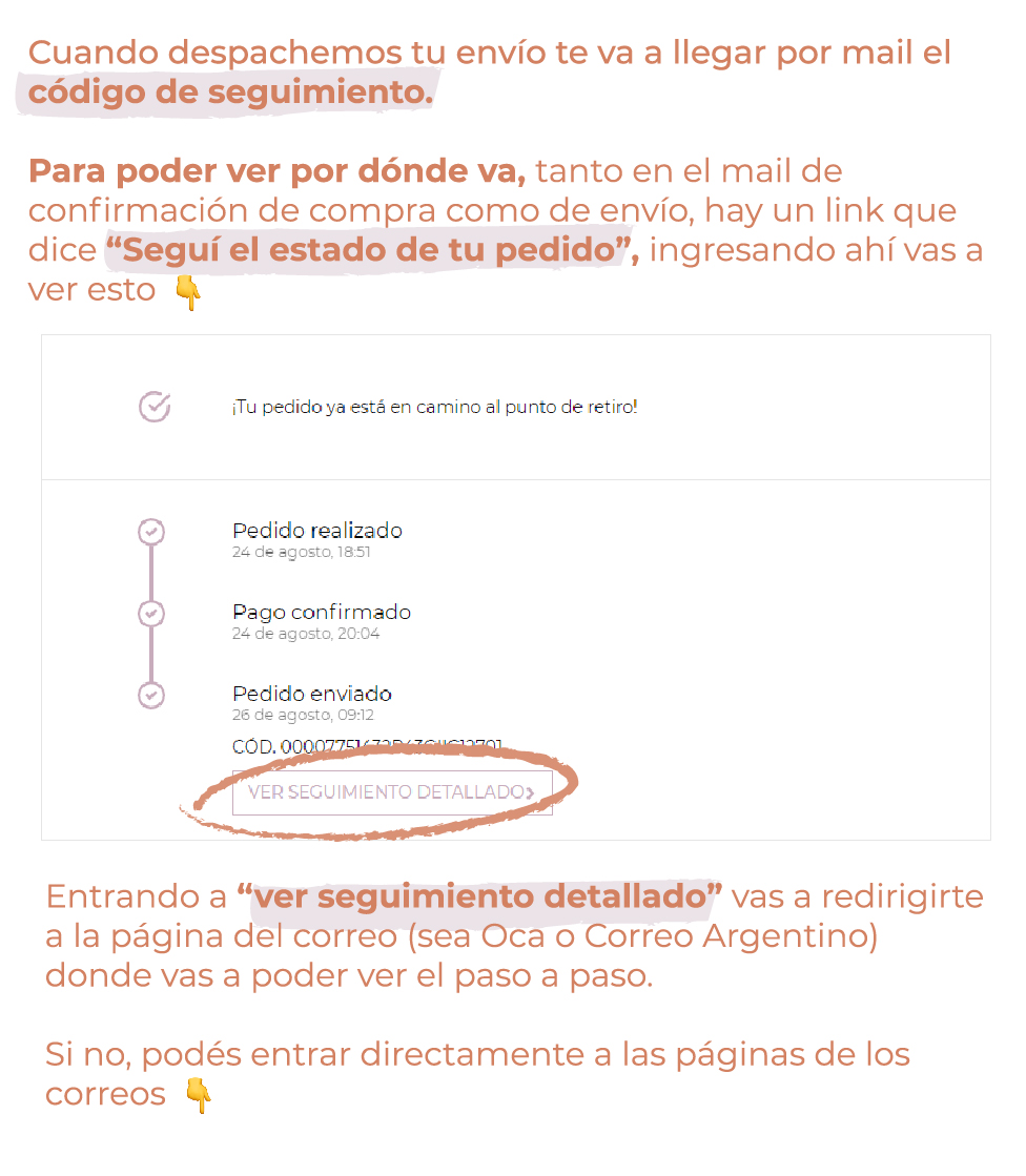 Seguimiento de envío y datita importante
