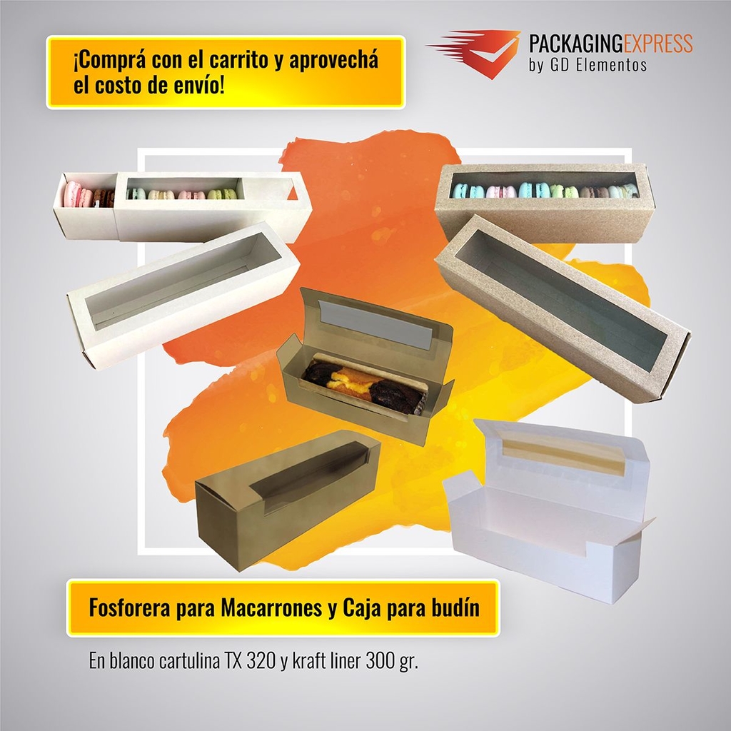 Fosforera para Macarons Alfajores Con Visor 20*5*5 Kraft