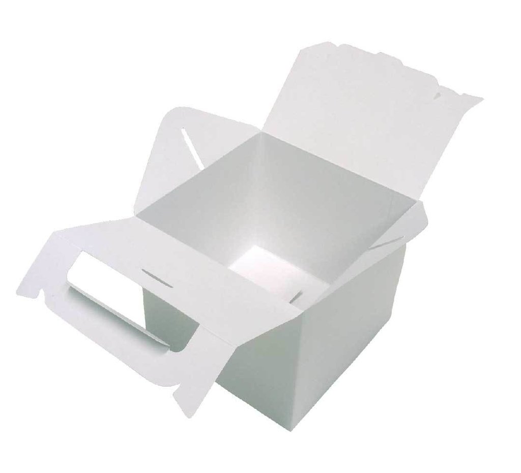 Caja para Pan Dulce 1 Kg Tipo Maletín Con Manija. Blanca