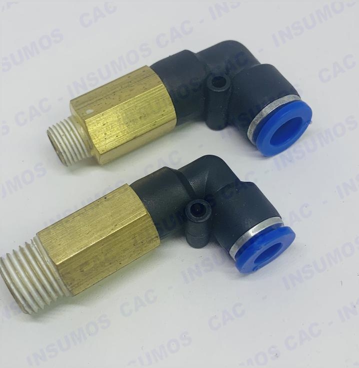 Conector Neumático Codo Rosca BSPT 1/8" Largo Mang 6mm 064-01L