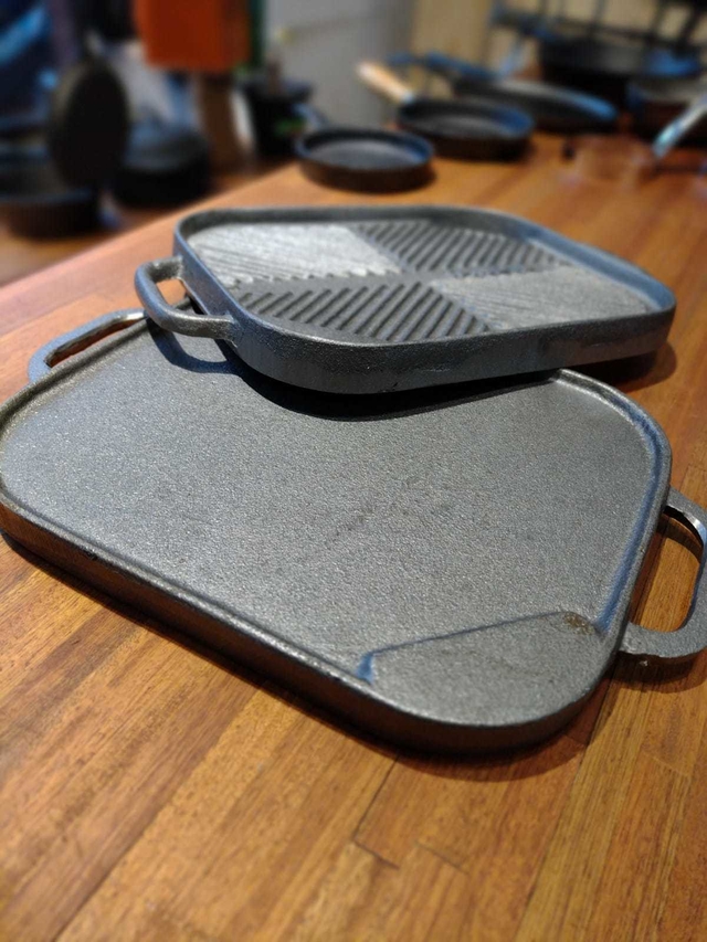 Bifera de hierro fundición plancha rayada y lisa reversible Kaczur