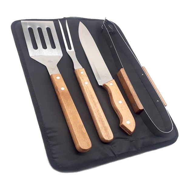 Set de asado para parrilla Juego asador premiun parrillero x4 con estuche Kaczur