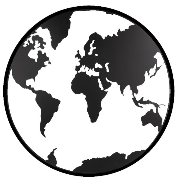 Cuadro Mapamundi Circular En Madera Calada De 55 X 55 Cm