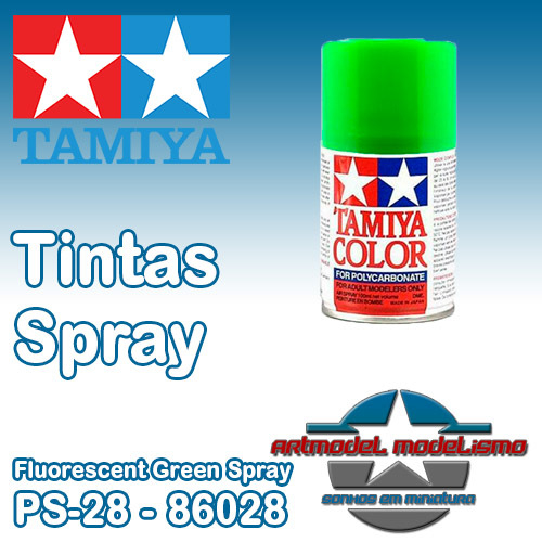 Tamiya PS-28 Fluorescent Green Spray (Verde Fluorecente) 86028