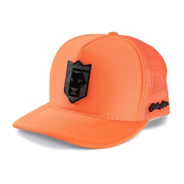 Boné Laranja Neon com Acrílico Preto Gravado
