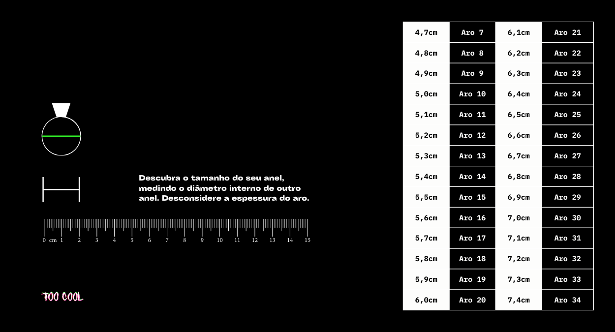 Como medir o tamanho do seu anel?