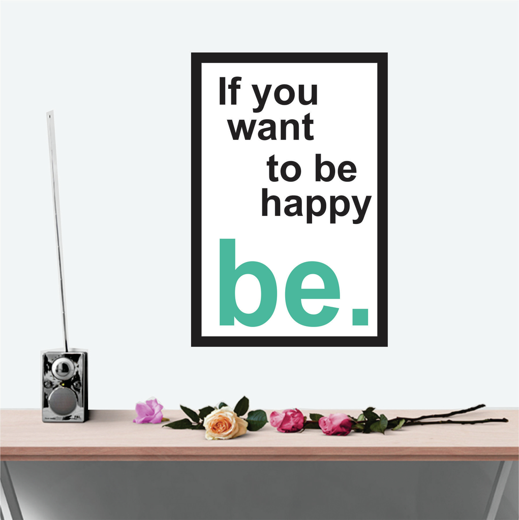 Placa Decorativa Frase Be Happy - Artella Store