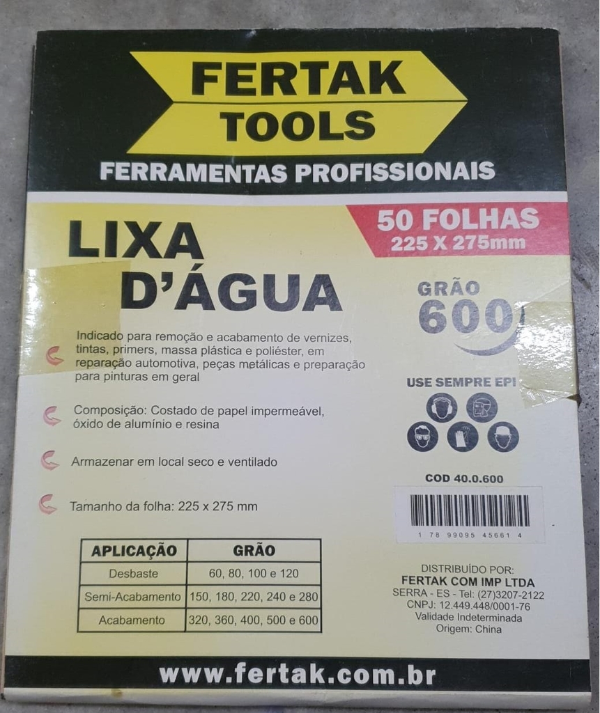 LIXA D'ÁGUA GRÃO 600 / 500 / 400 - JMS FERRAMENTAS