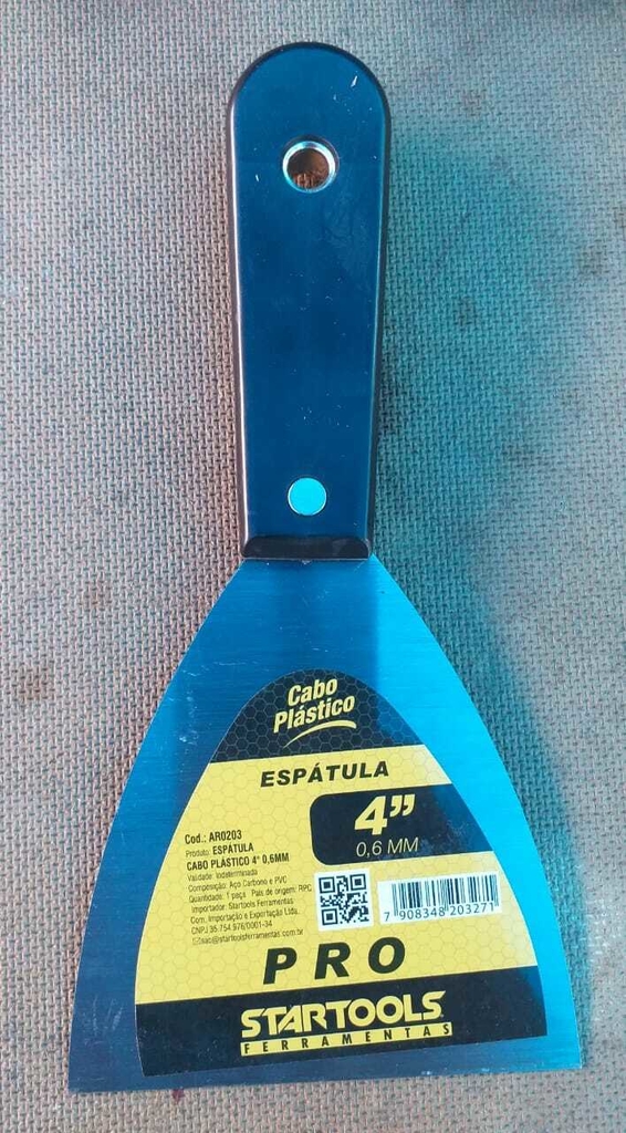 Espátula Cabo Plástico Aço Carbono 2 / 3 / 4 / 5 / 6 / 8 / 12 Polegadas