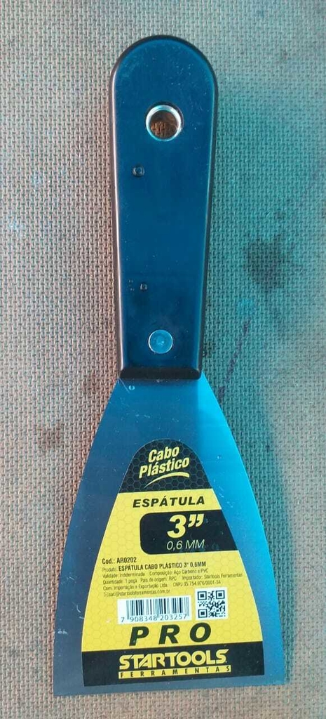 Espátula Cabo Plástico Aço Carbono 2 / 3 / 4 / 5 / 6 / 8 / 12 Polegadas