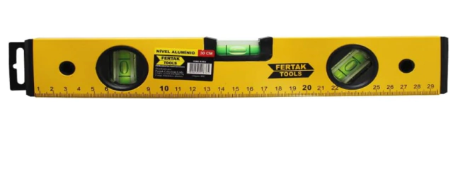 Nível Alumínio Reforçado Profissional 12'' 30cm Três Bolhas - Fertak