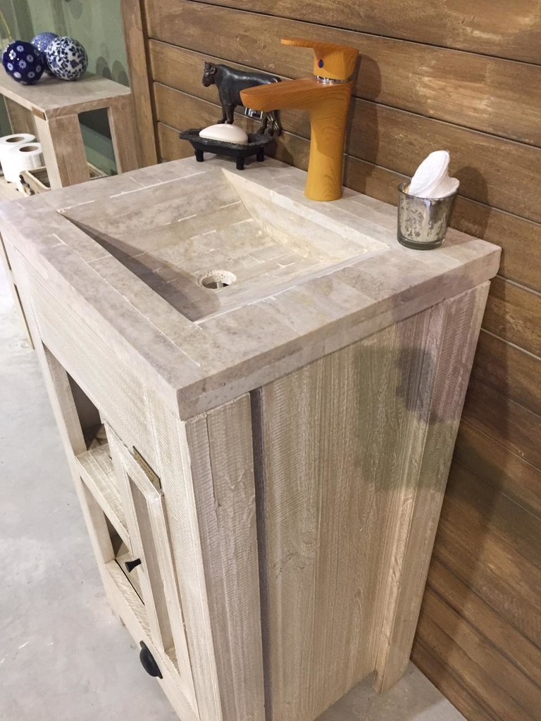 VANITORY MODELO LUNA, BACHA DE MARMOL DE TRAVERTINO MAS MUEBLE DE ...