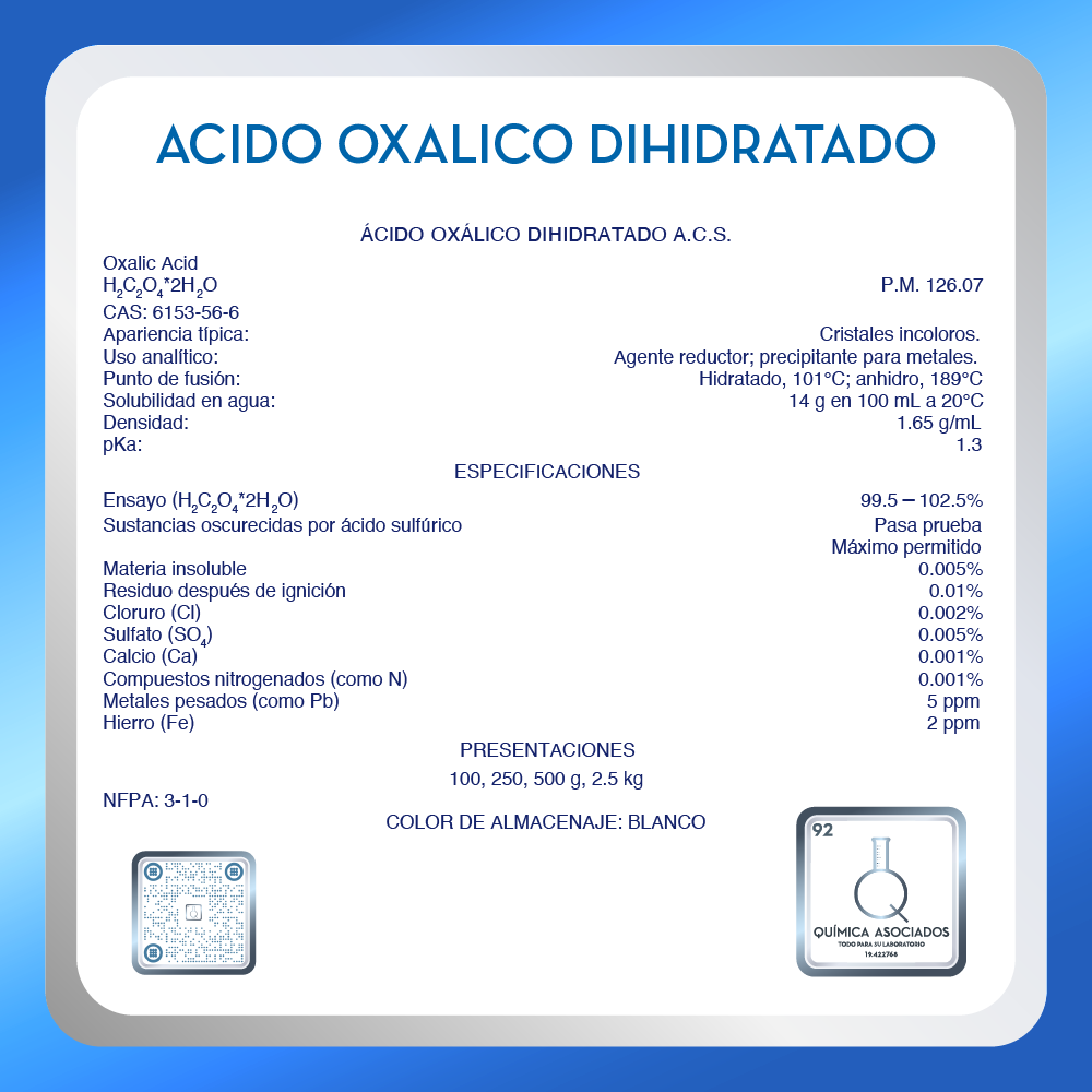 ACIDO OXALICO DIHIDRATADO A.C.S