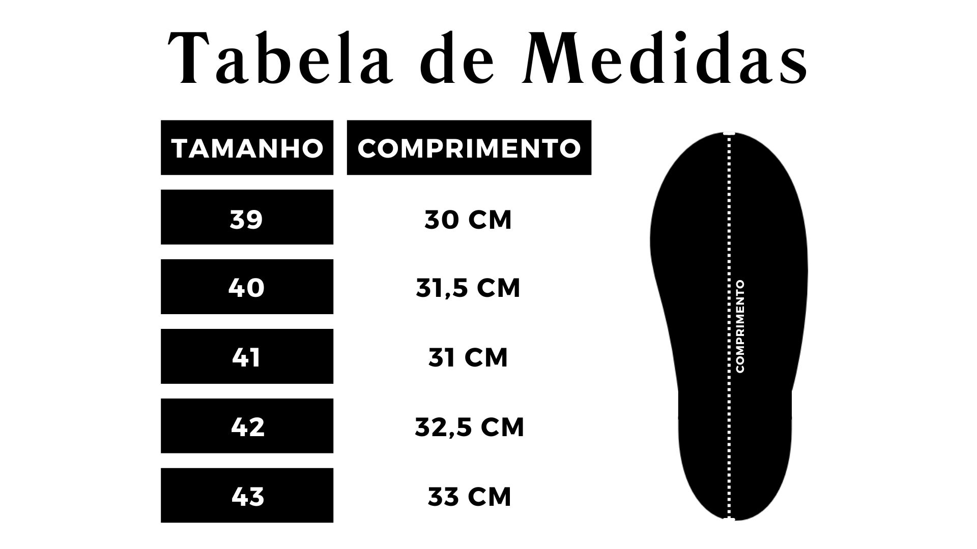 Tabela de Medidas