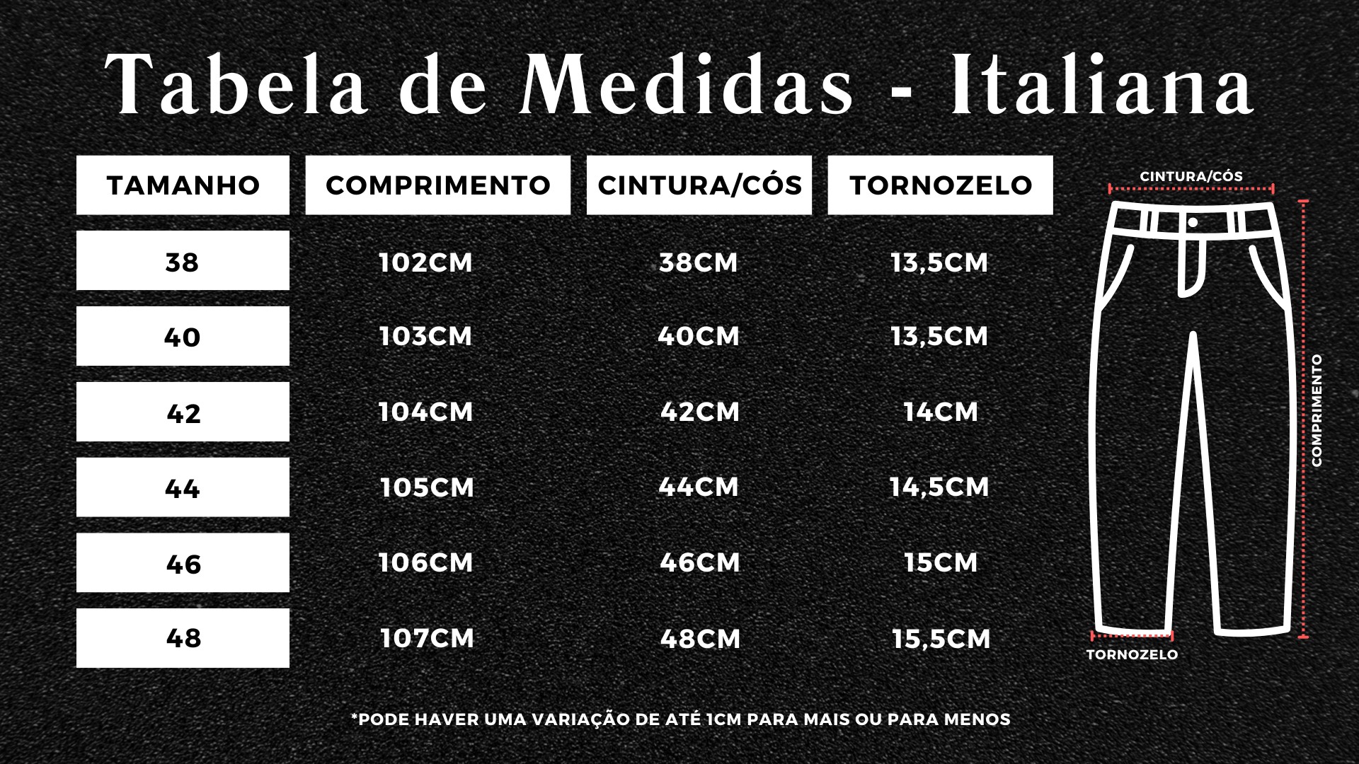Tabela de Medidas
