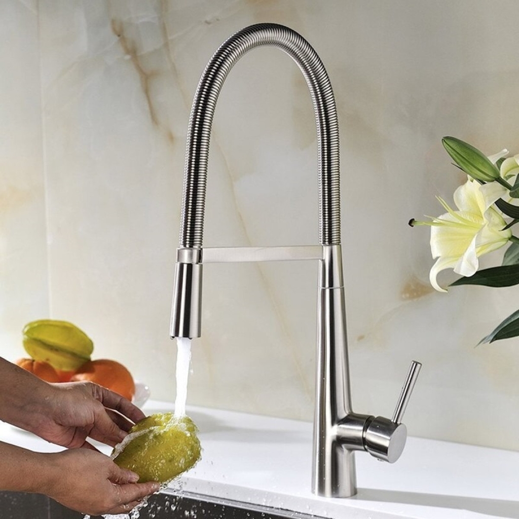 Torneira Pia Cozinha Monocomando Aço Escovado Elegante