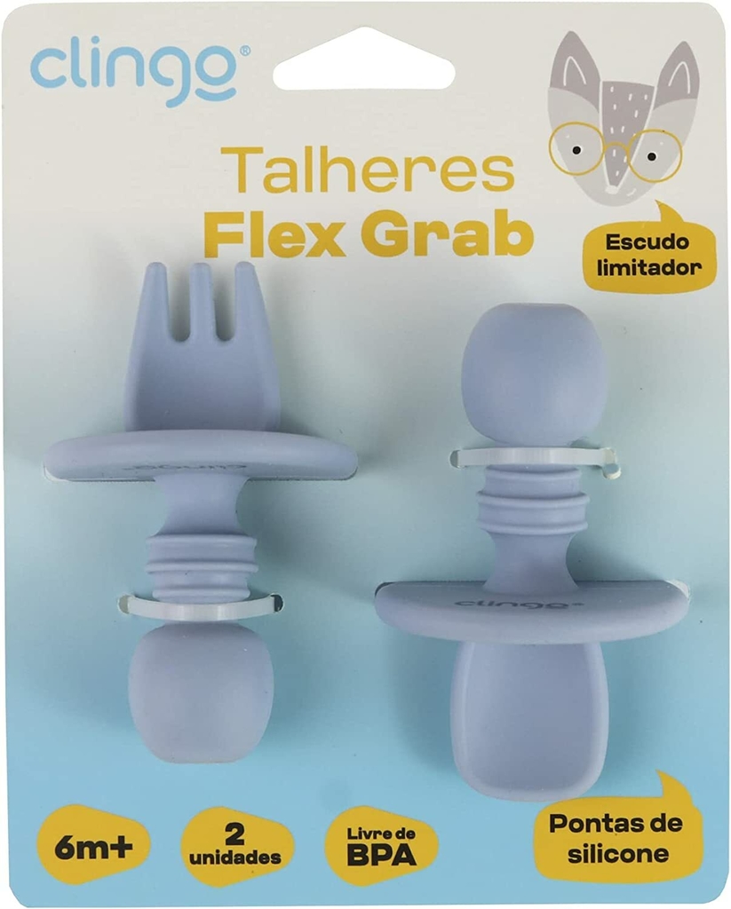 Talheres Flex Grab Azul - Clingo - Milkee Baby