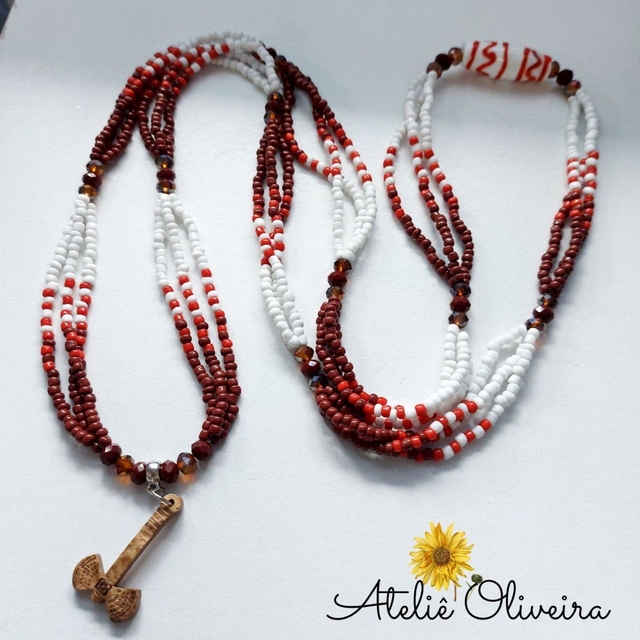 Brajá /Guia 3 fios de Xangô - Ateliê Oliveira Guias