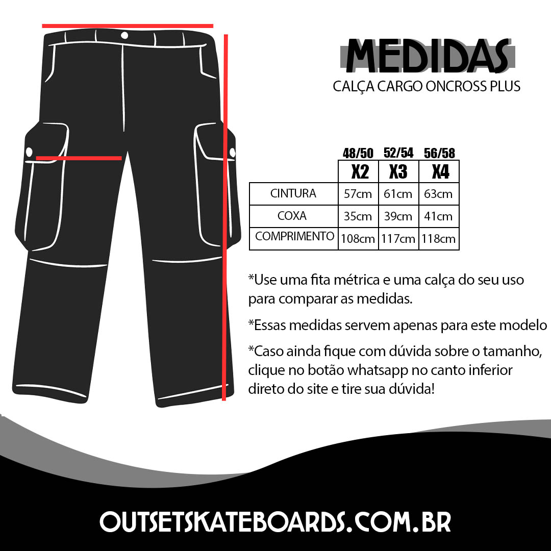 Calça Cargo Plus Size Com Elastico Oncross Preta