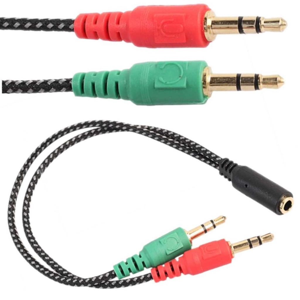 Cabo P3 femea + 2 P2 macho fone e microfone Adaptador Y