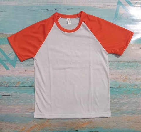 Art. 121 Remera manga ranglan blanca combinada con naranja