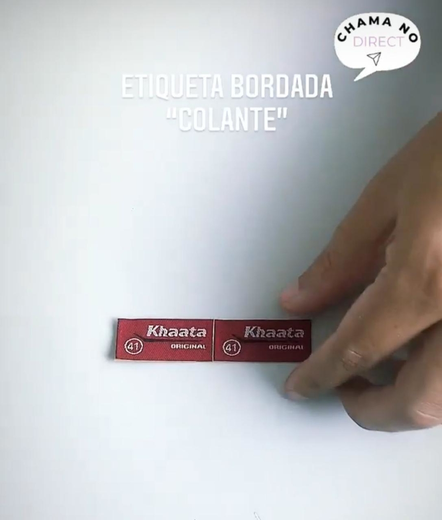 Etiqueta de tecido colante modelo Palito - Artesanato e Artes