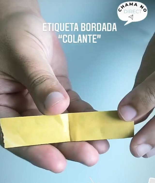 Etiqueta de tecido colante modelo Palito - Artesanato e Artes