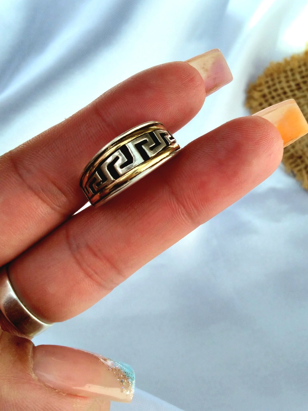 ANILLO GUARDA GRIEGA SIN FIN - Byanca Accesorios