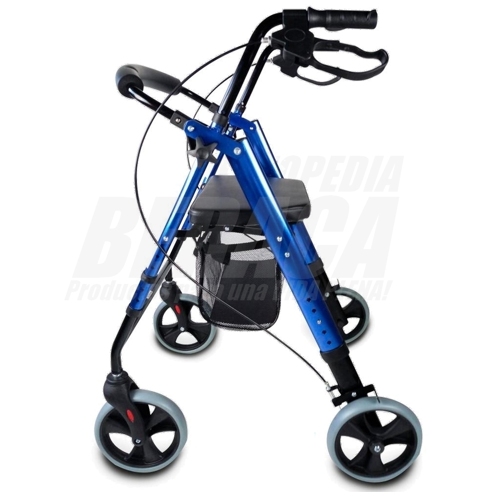 Andador ROLLATOR Plegable DOBLE REGULACIÓN EN ALTURA 4 Ruedas Frenos ...