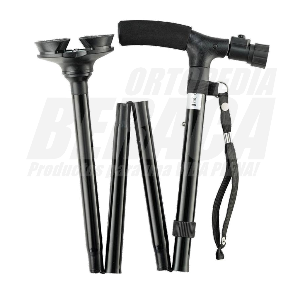 Bastón PLEGABLE de Aluminio con LINTERNA y Base De 4 Puntos | Importado