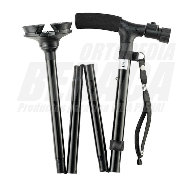 Bastón PLEGABLE de Aluminio con LINTERNA y Base De 4 Puntos | Importado