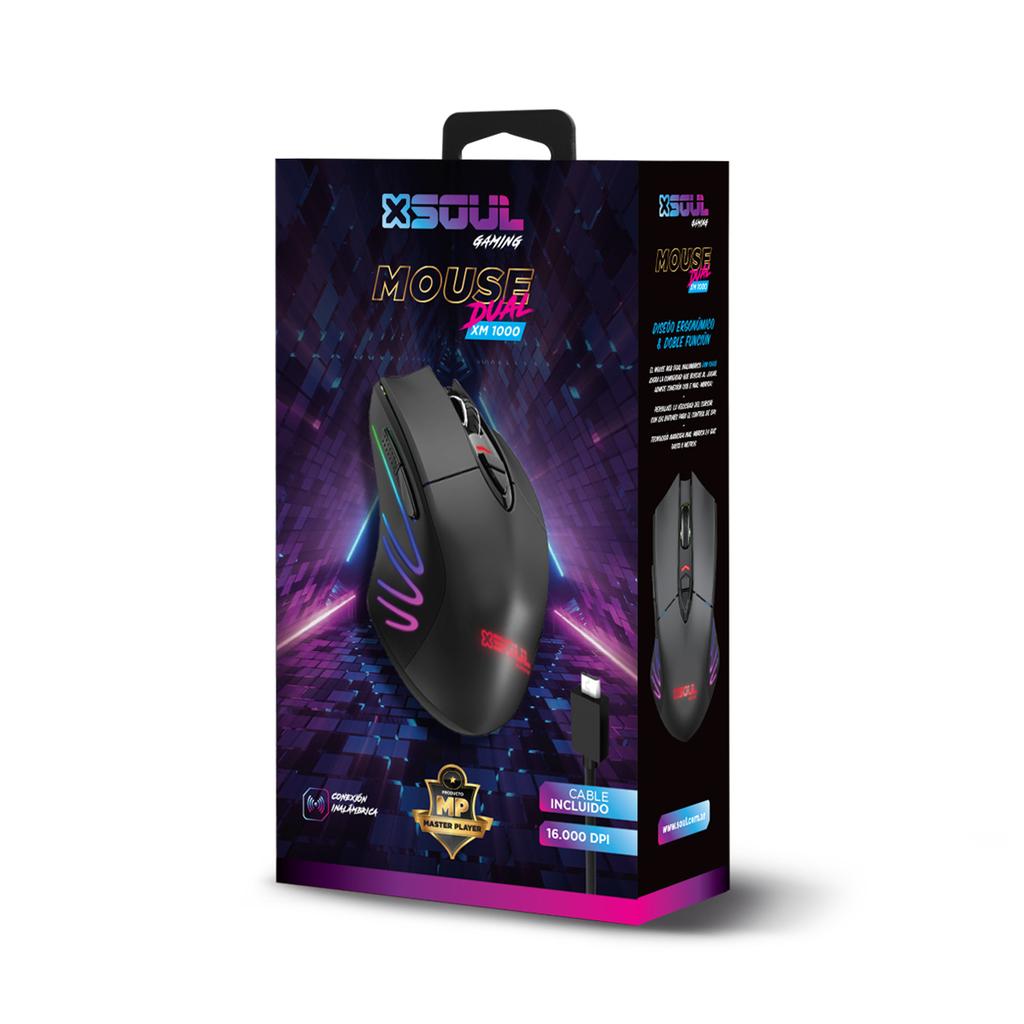 MOUSE GAMER SOUL XM-1000 RGB DUAL - ENCHUFADOS