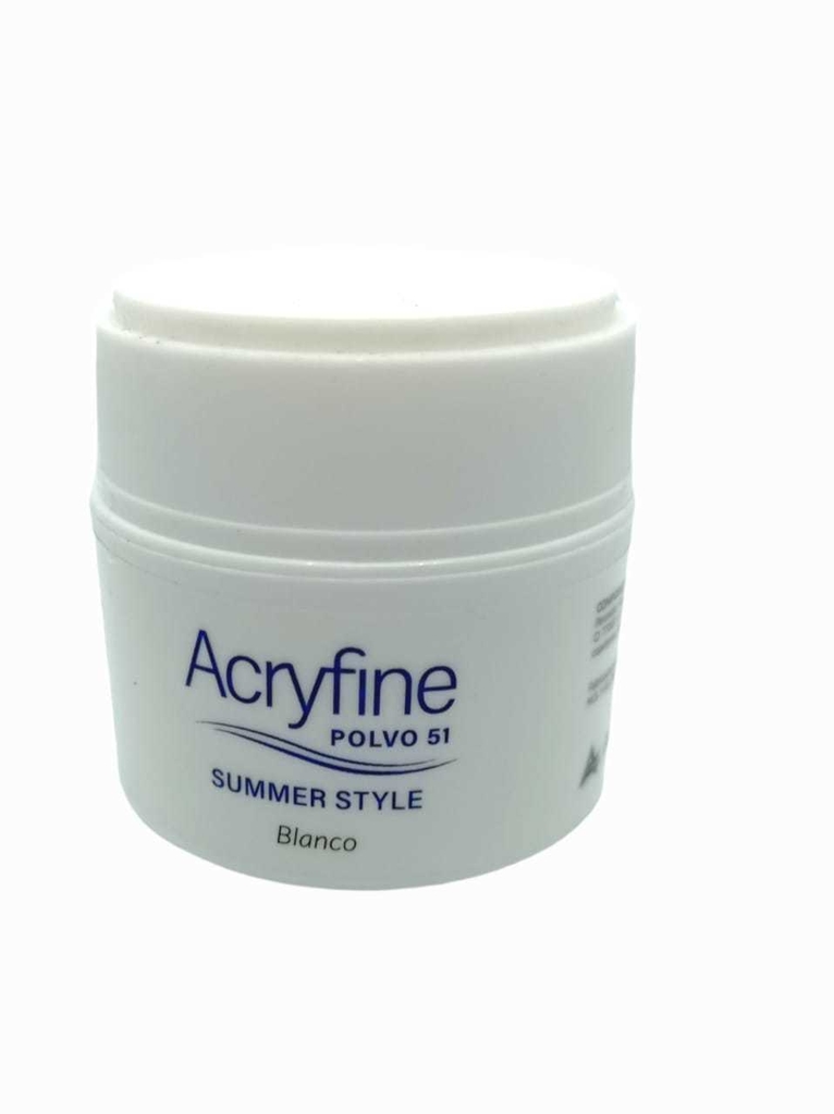 POLIMERO ACRYFINE COLOR ROSA.COVE .CLEAR .NATURAL.UITRABLANCO.BLANCO. 30G