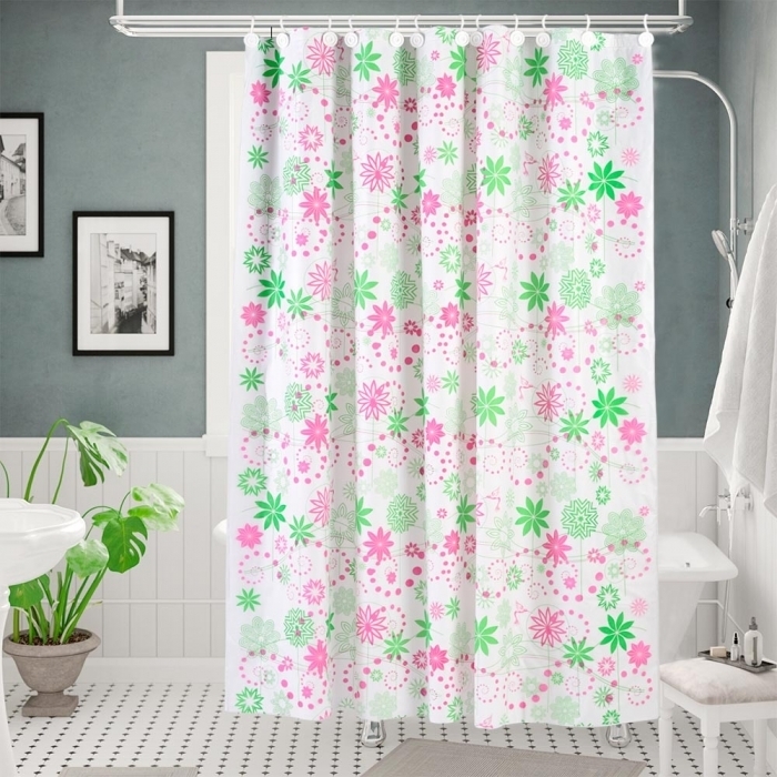 CORTINA D/ BAÑO LINEA BASIC C/ PROTECTOR Y GANCHO ART 017 1.8X1.8M VARIO MODELO X1