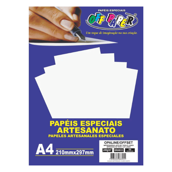 Papel Opaline A4 240g 50fls Off Paper Branco