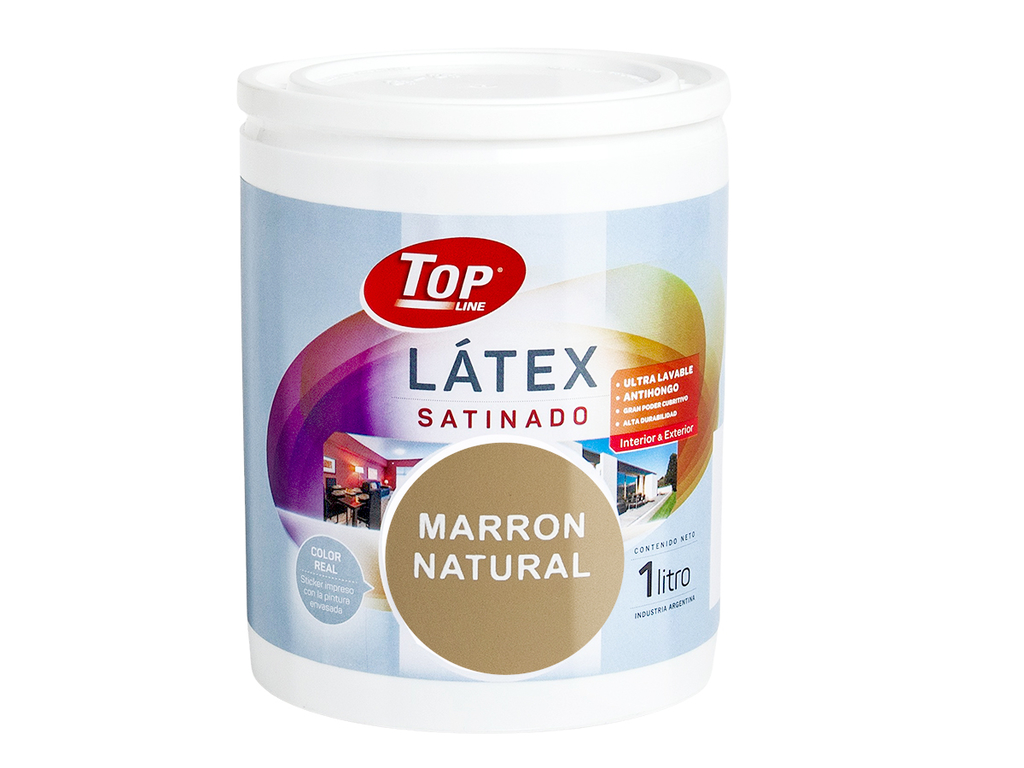 Látex Satinado Ultra lavable Interior & Exterior de Colores TOPLINE 1 litro