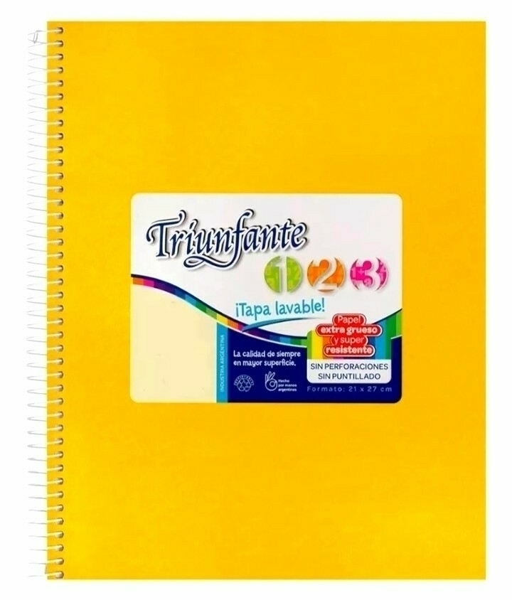 Cuaderno Triunfante 123 Espìral 60 hj Cuadriculadas 21 x 27 cm