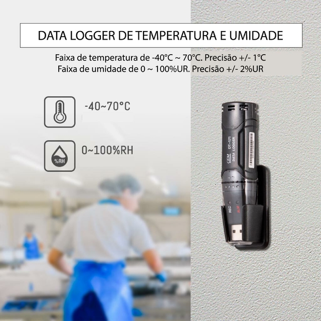 Data Logger de Temperatura e Umidade USB -40°C a +70°C - DT-171 - CE