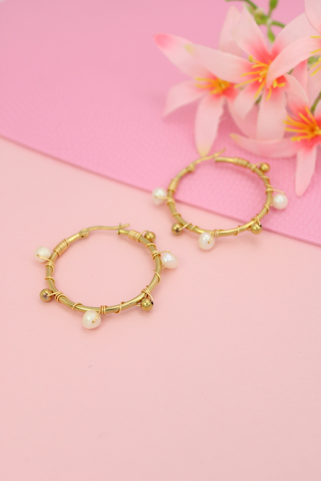 Candonga combinada perla y dorado - LA BIJOUTERIA